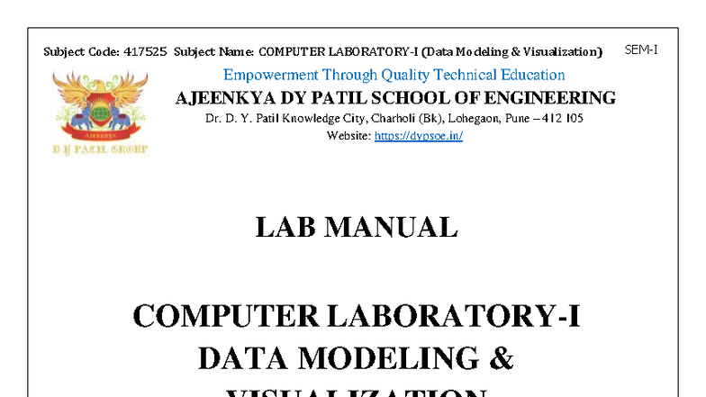 LAB MANUAL: COMPUTER DATA MODELING VISUALIZATION (417525) - Studocu