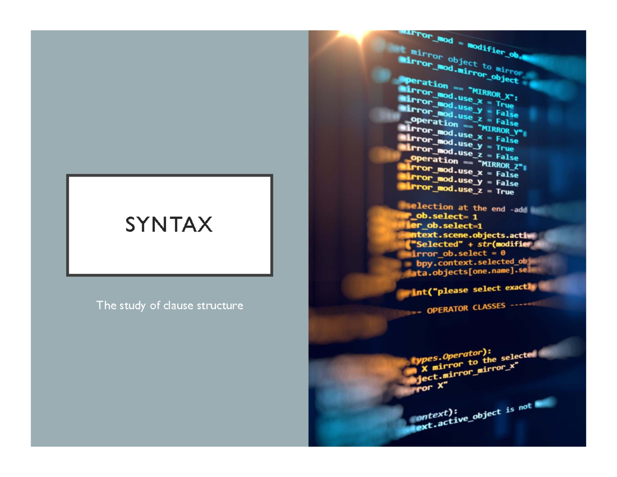 Understanding Clause Structure: Essential Syntax Concepts (ENG 101) - Studocu