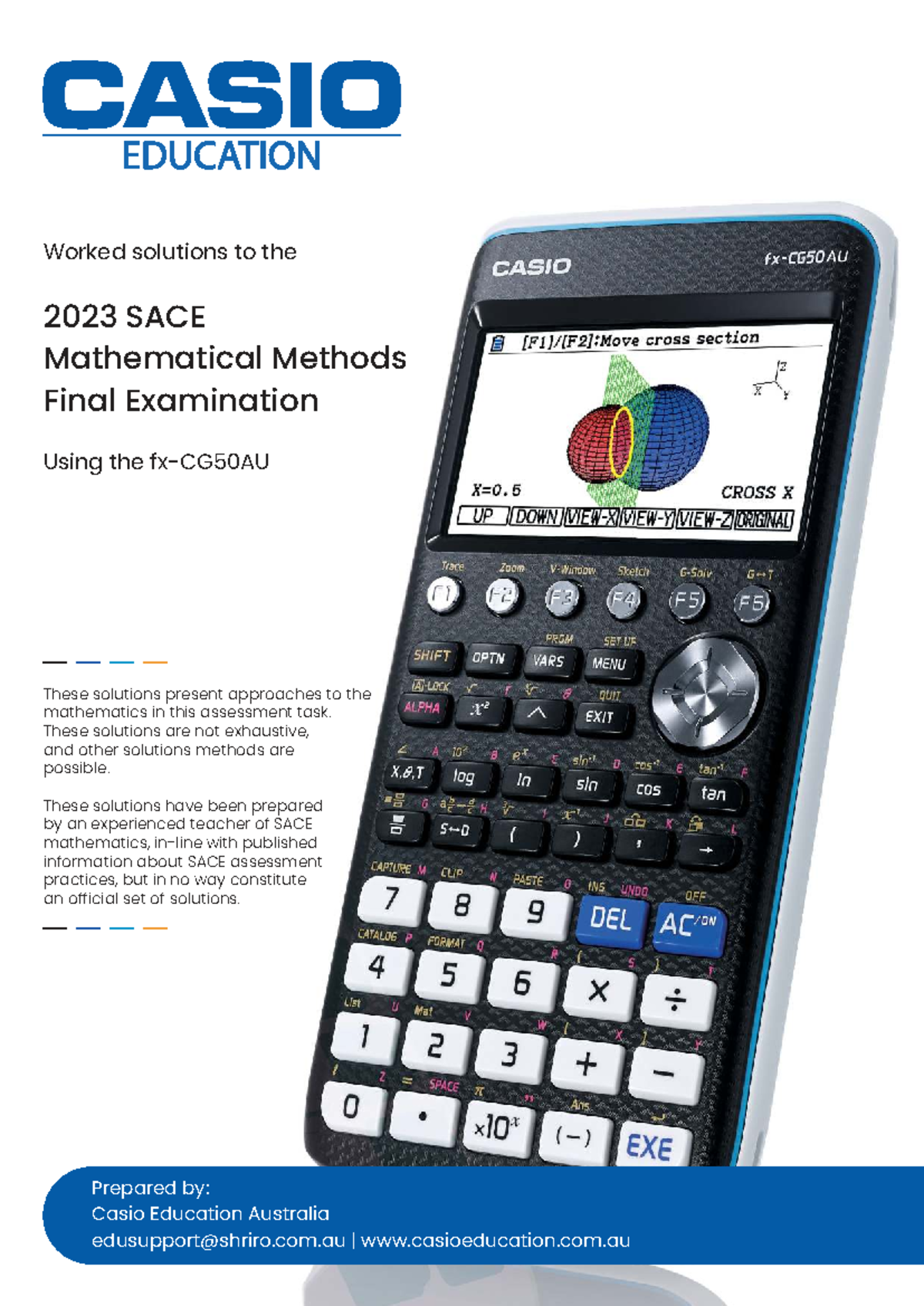 SACE 2023 Mathematical Methods Final Exam Worked Solutions - Studocu