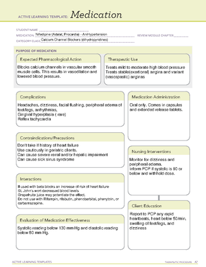 ATI Pantoprazole (Protonix) Medication Sheet - ACTIVE LEARNING ...
