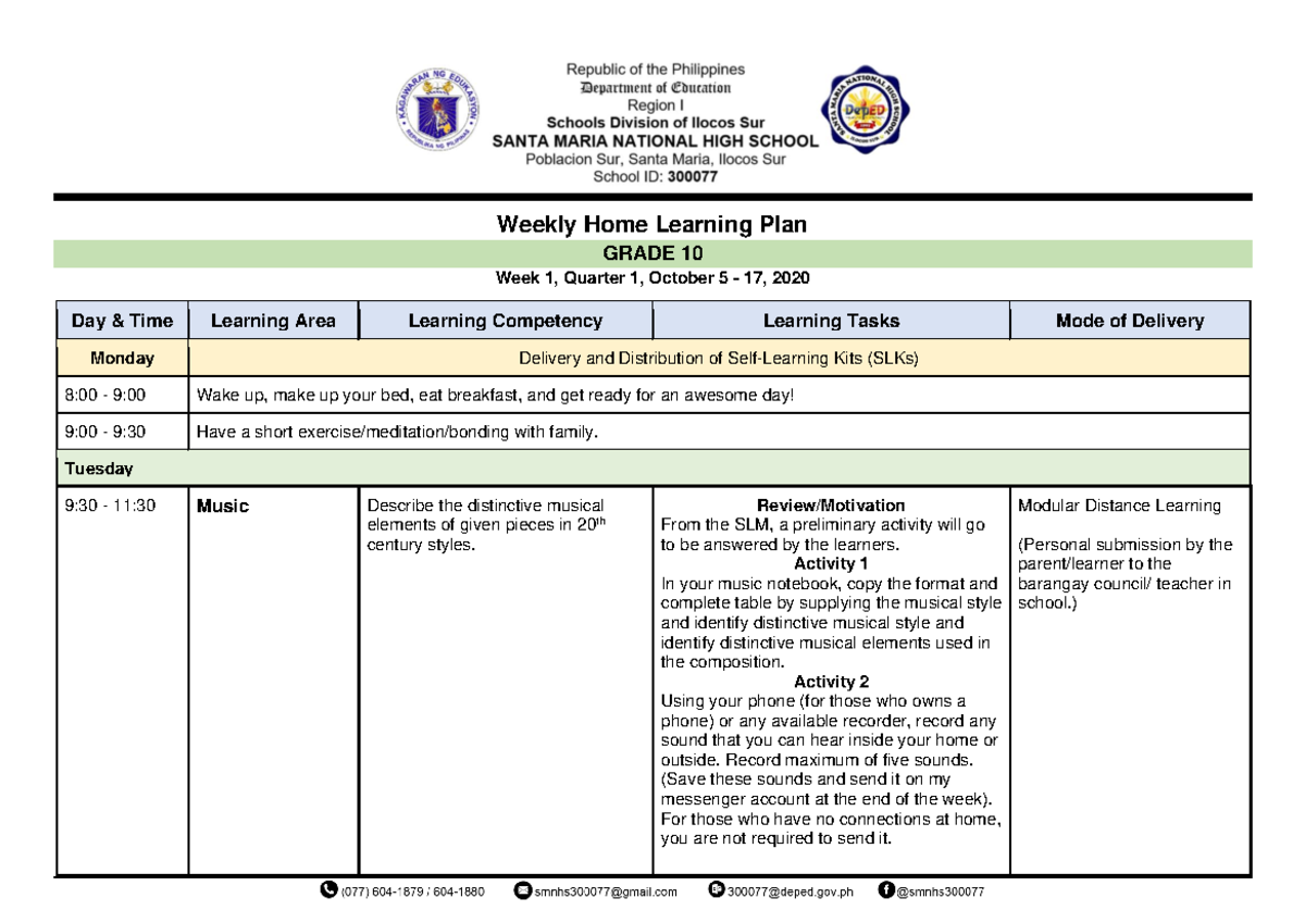 Copy of WHLP Grade 10 Week 1 - Weekly Home Learning Plan GRADE 10 Week ...