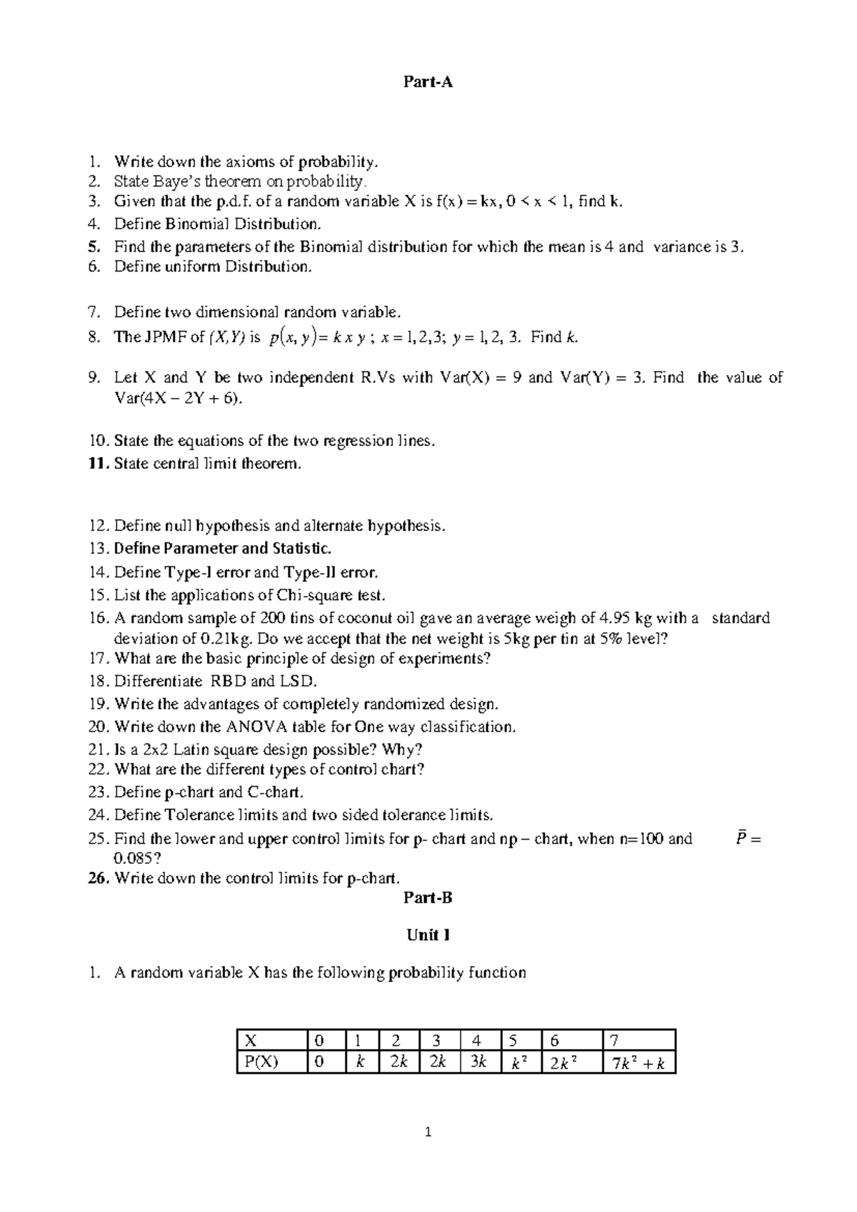 MA8391 Probability and Statistics: Key Concepts and Problems - Studocu