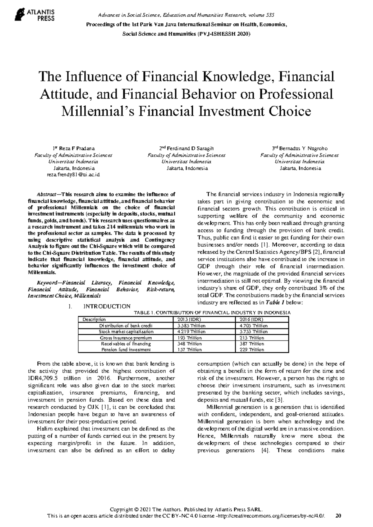 The Influence of Financial Knowledge, Attitude, and Behavior on ...