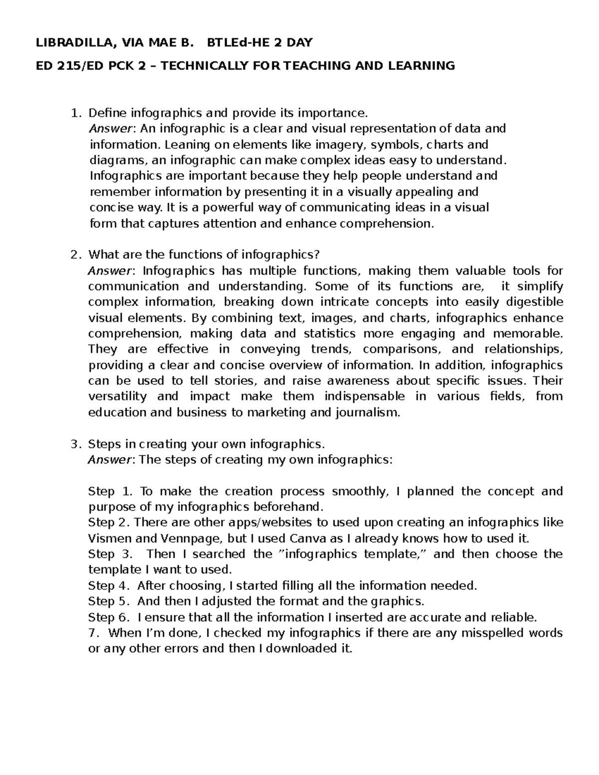 Ttl infographics - LIBRADILLA, VIA MAE B. BTLEd-HE 2 DAY ED 215/ED PCK ...