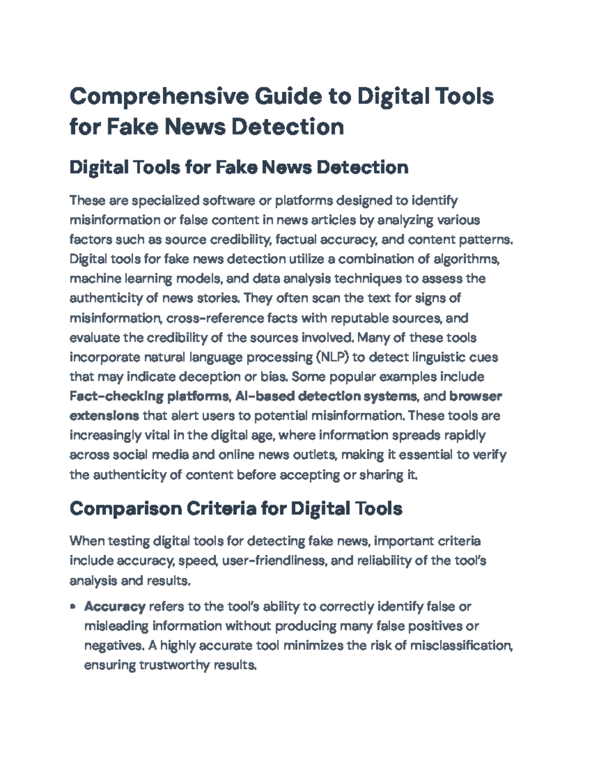 Digital Tools for Fake News Detection: A Comprehensive Guide - Studocu