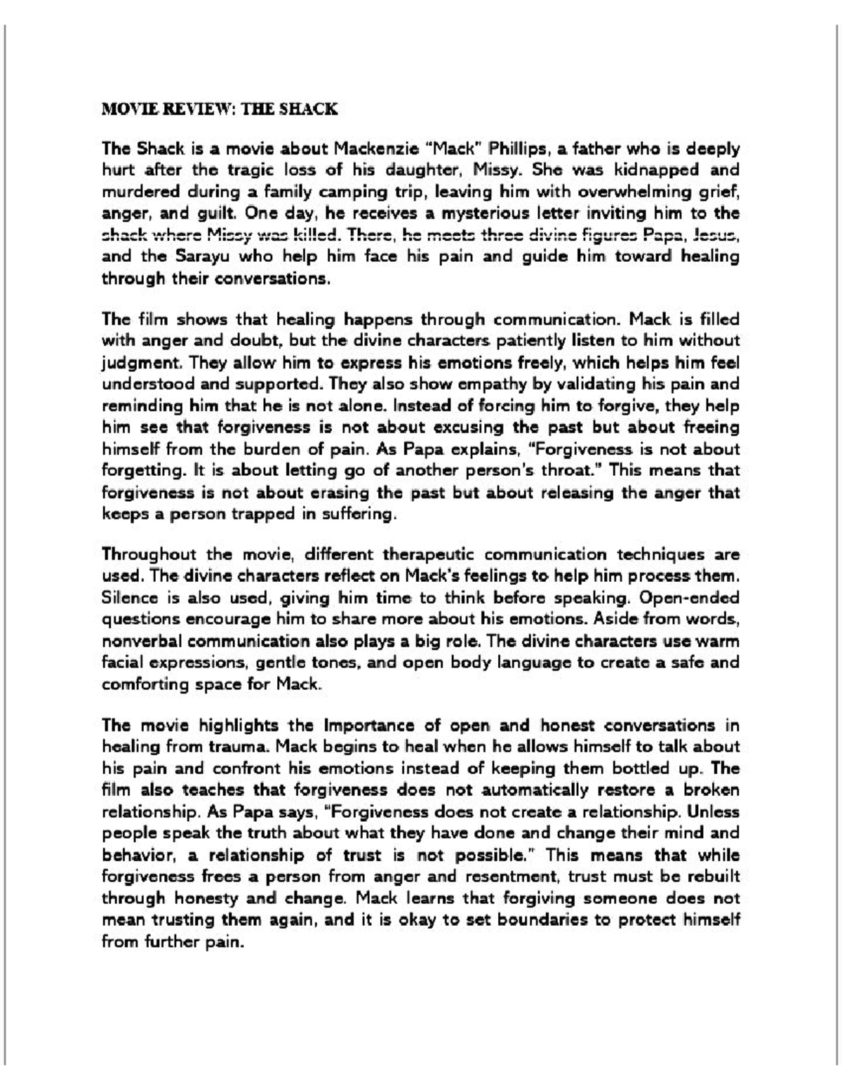 Document 5 - Hakabavvanaba - MOVIE REVIEW: THE SHACK The Shack is a ...