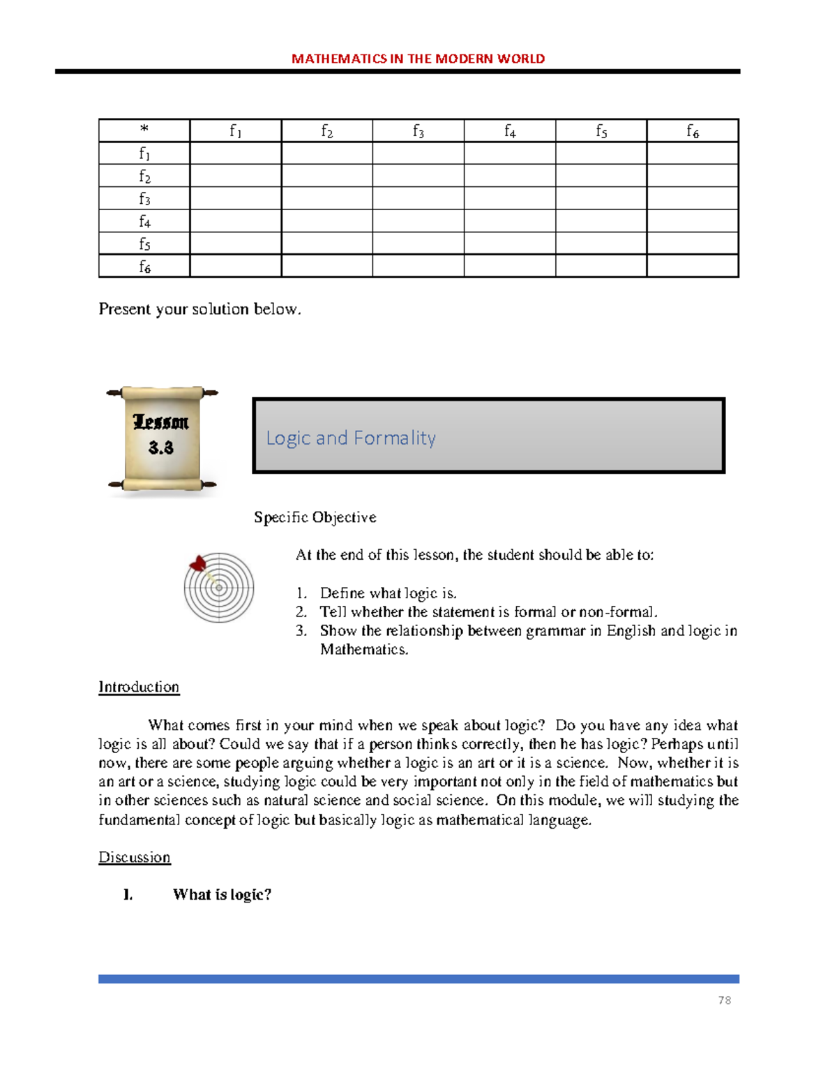 MMW 15 - Lesson Notes on Logic and Formality in Mathematics - Studocu