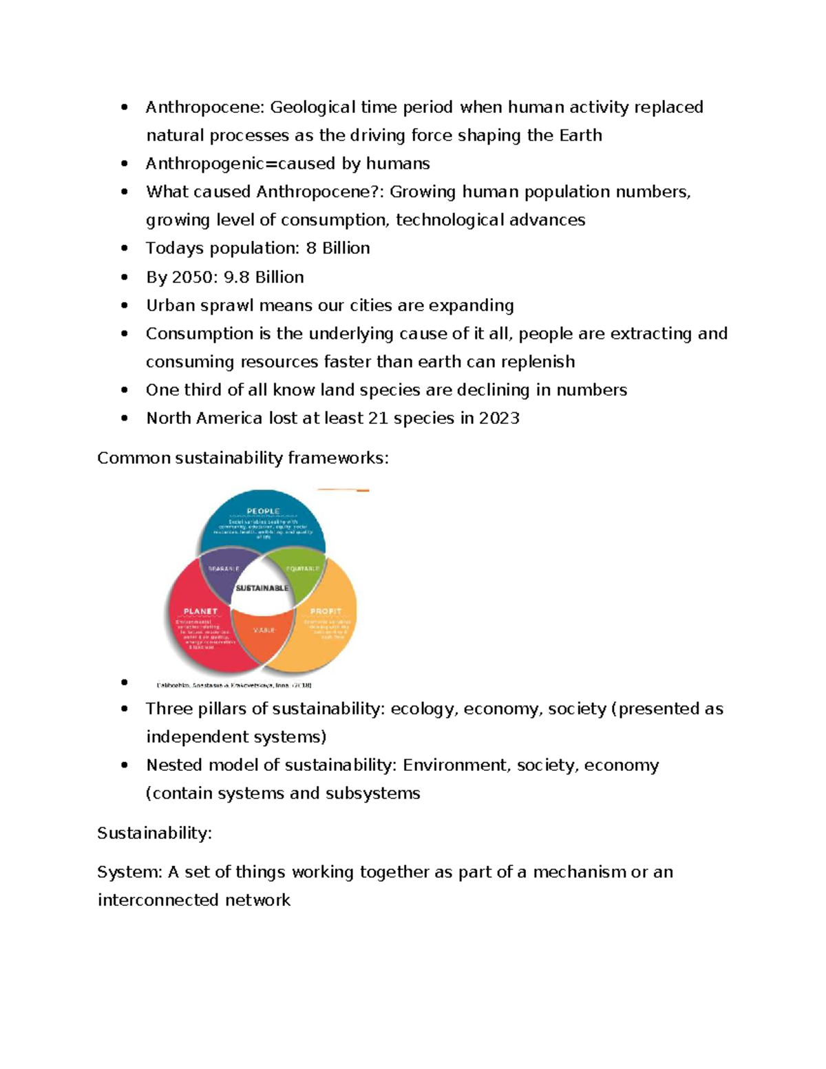ES110 Final Review: Understanding the Anthropocene and Sustainability ...
