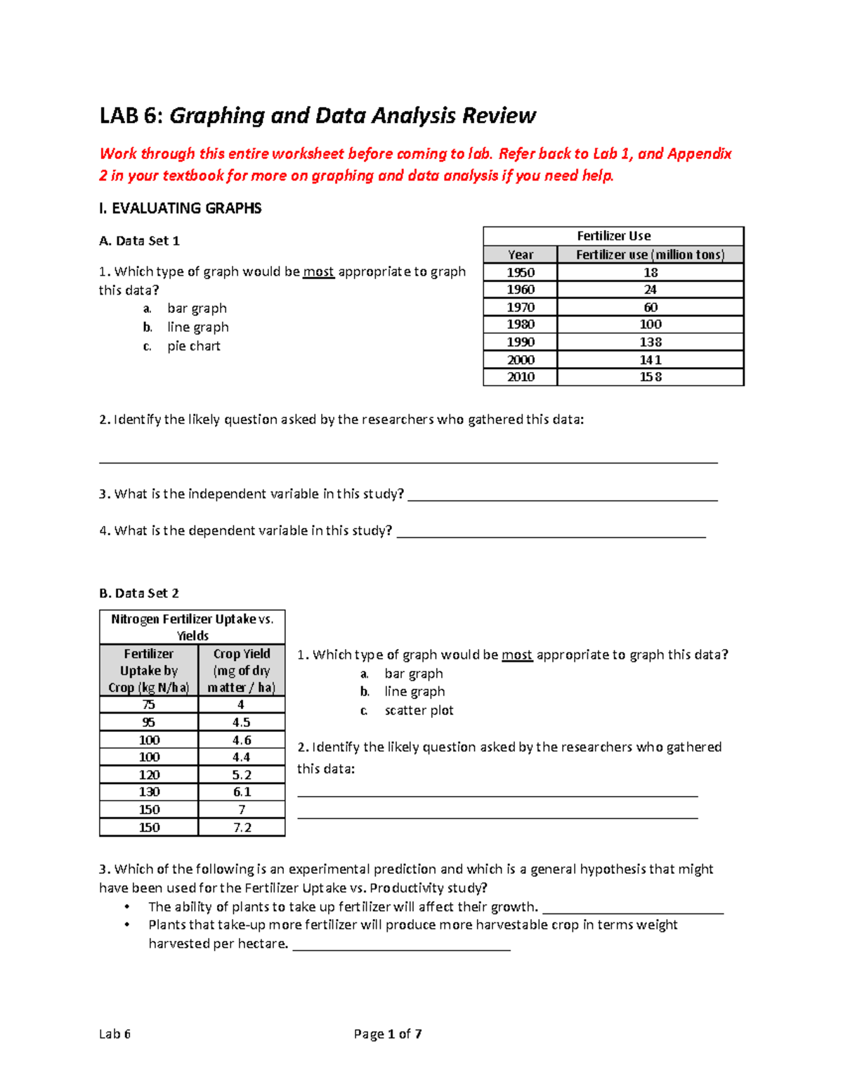 Lab 06 Graphing and Data Analysis Review-1 - LAB 6: Graphing and Data ...
