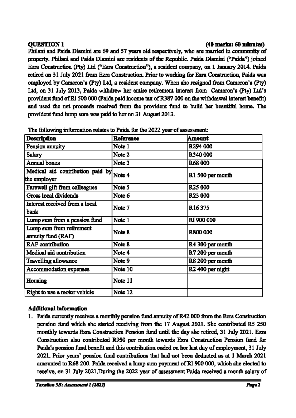 Taxation 3B: Assessment 1 (2022) - Past Paper Questions and Answers ...