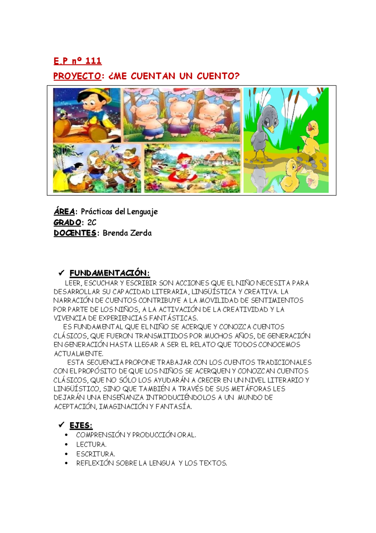 Secuencia de Cuentos Tradicionales - Proyecto 2C - Prácticas del ...