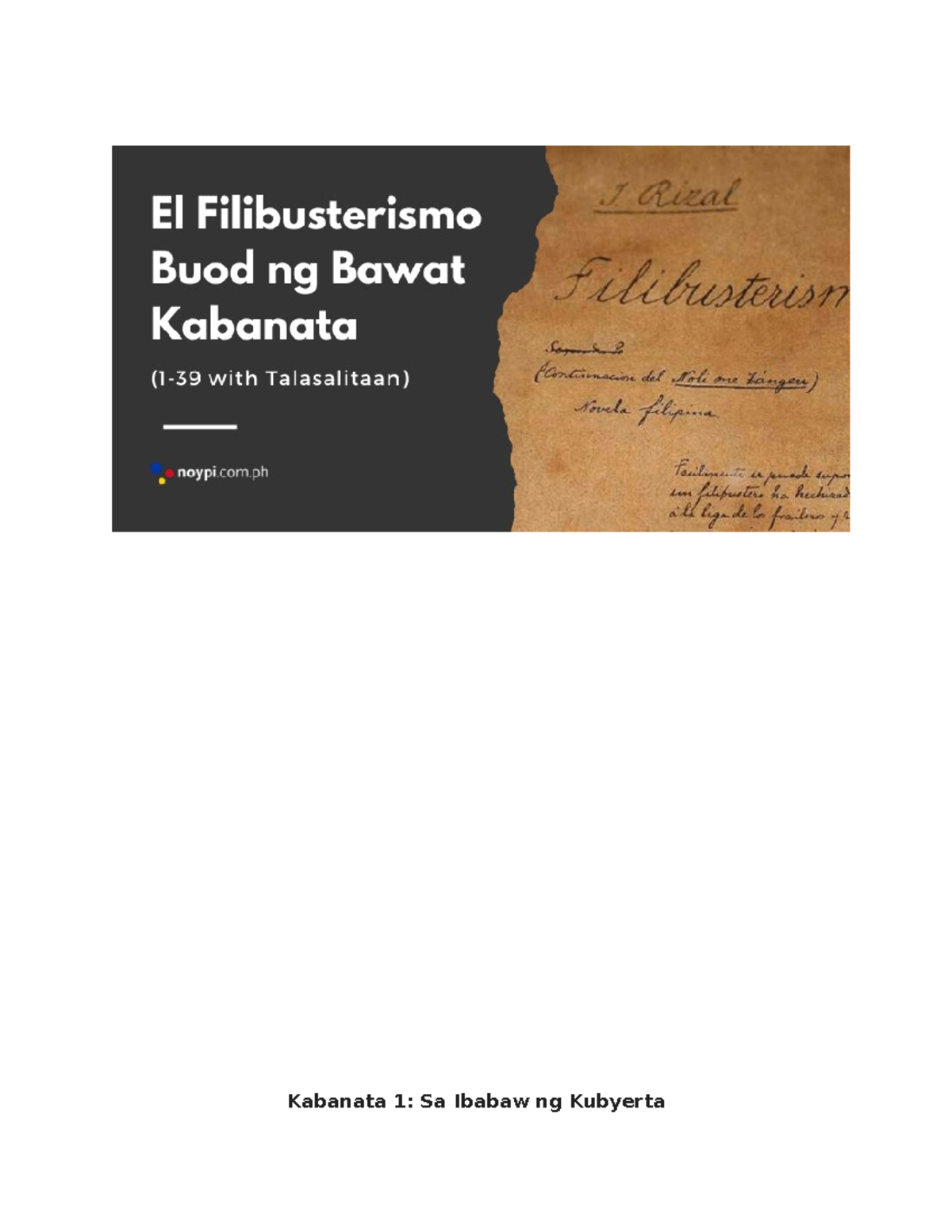 El Filibusterismo Buod Ng Bawat Kabanata Kabanata 1 Sa BUOD NG BAWAT