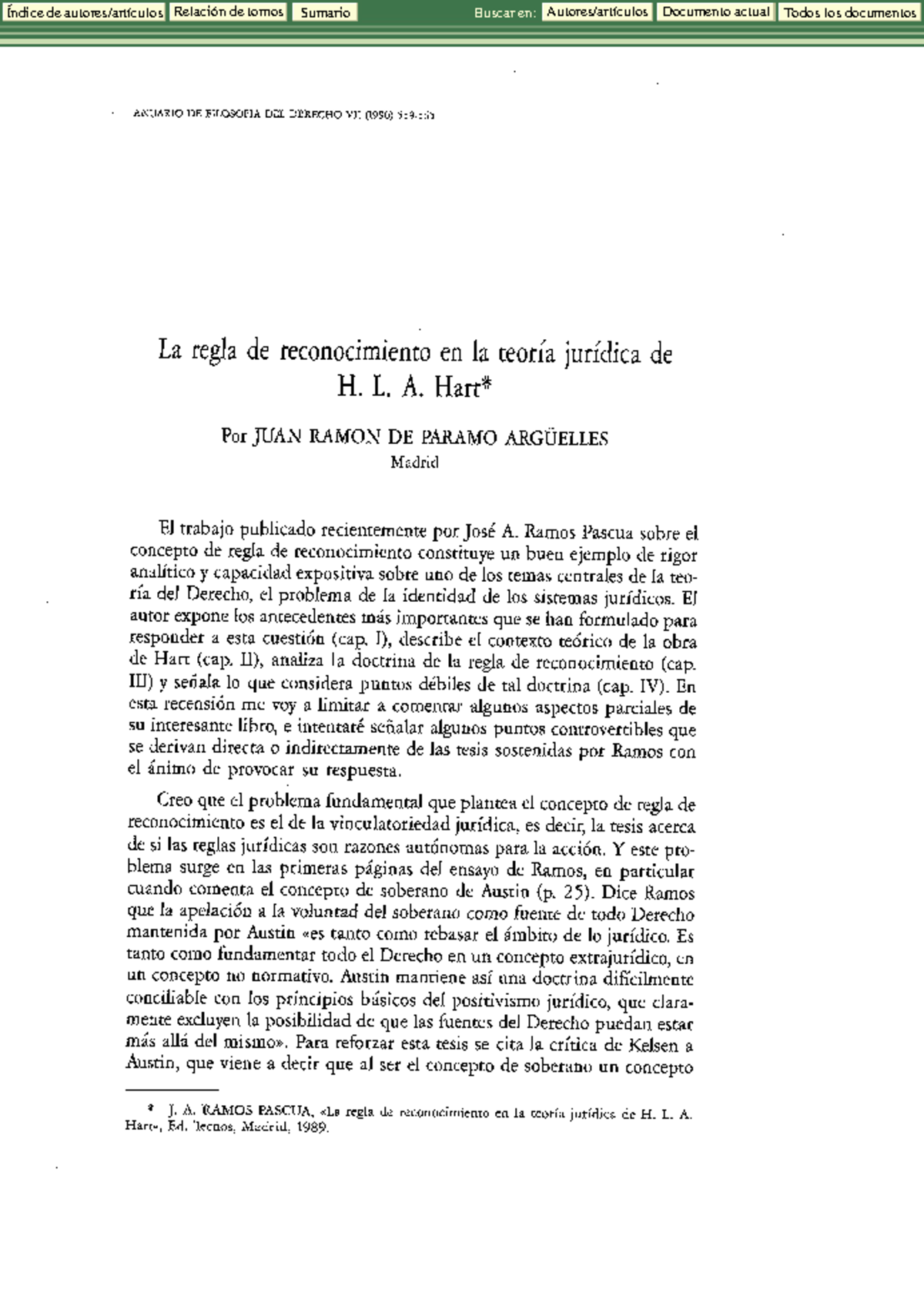 La Regla de Reconocimiento en la Teoría Jurídica de H. L. A. Hart ...