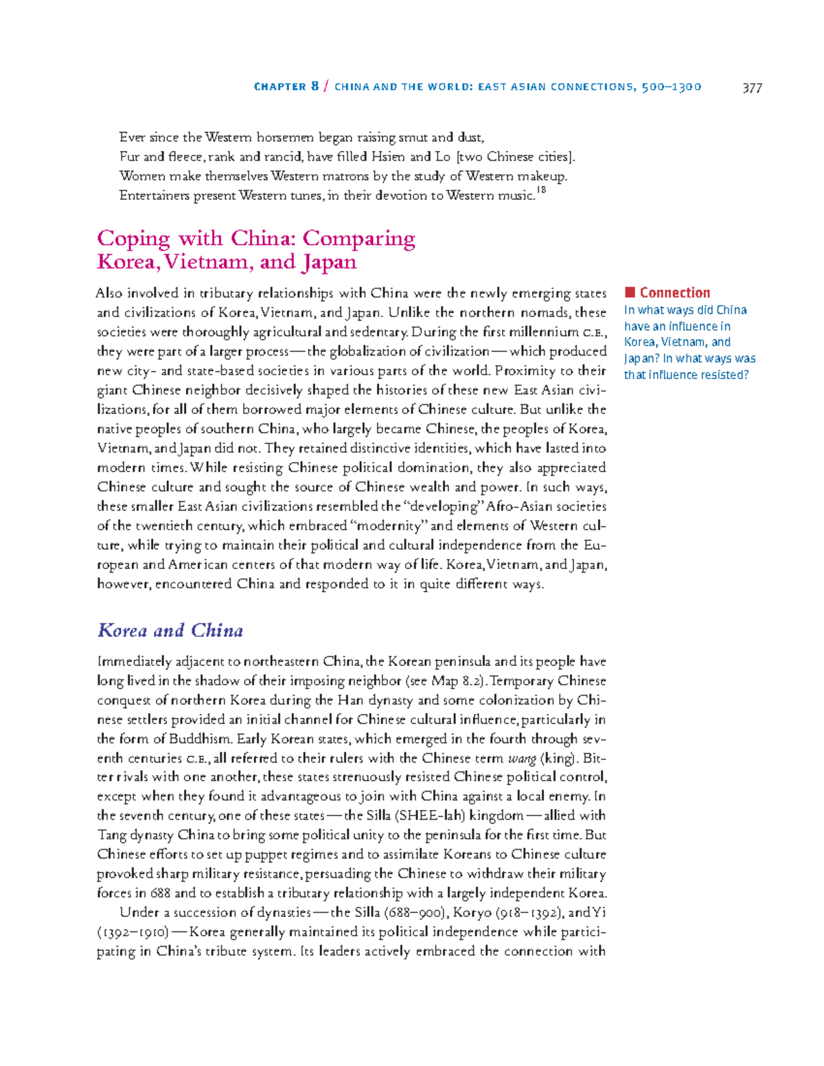 Chapter 8: China's Influence on East Asian Civilizations (500-1300 ...