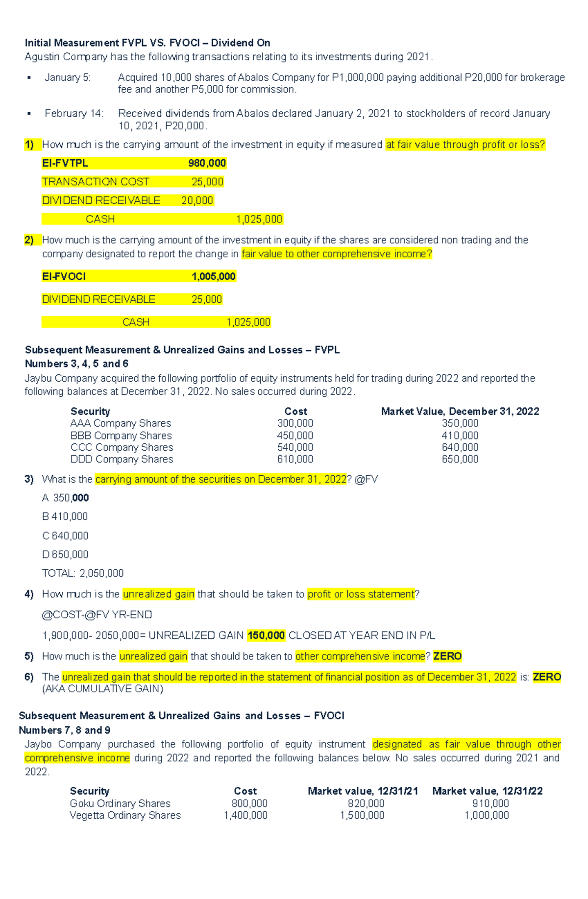 Investment Quiz: FVPL vs FVOCI Analysis - Detailed Breakdown and ...
