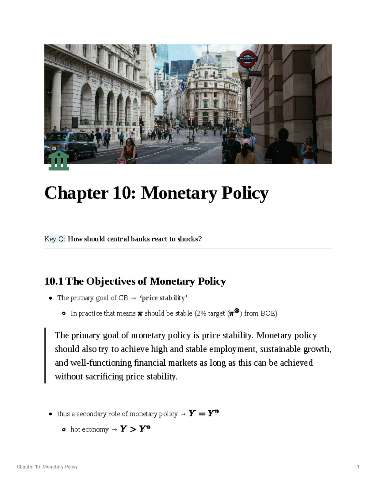 Chapter 11 Gottfired Macroeconomics - Monetary Policy Notes - Chapter ...