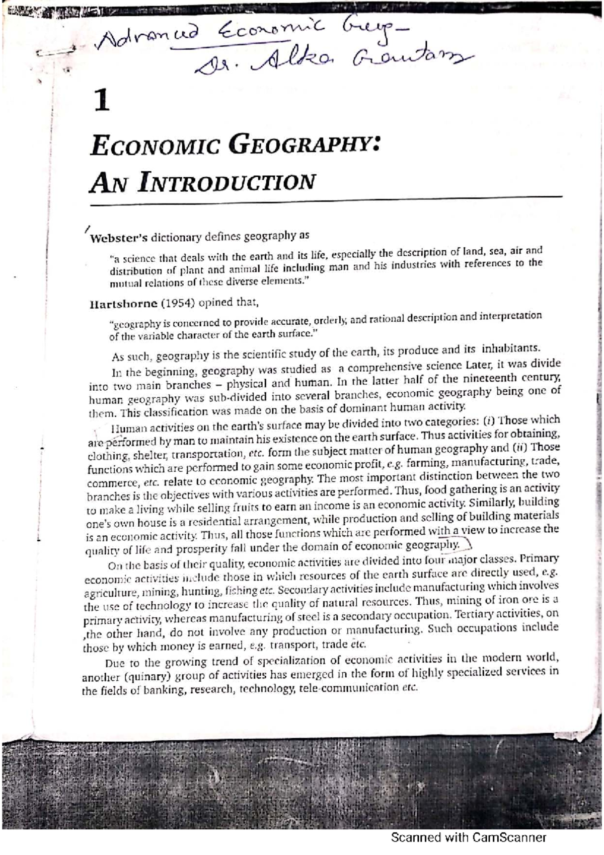 Advanced Economic Geography: Nature and Scope Overview - Studocu