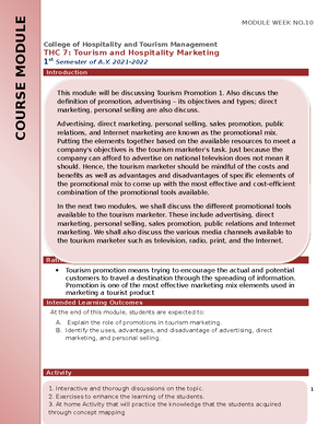 Module 1 - Overview of Tourism Planning - The process of setting goals ...