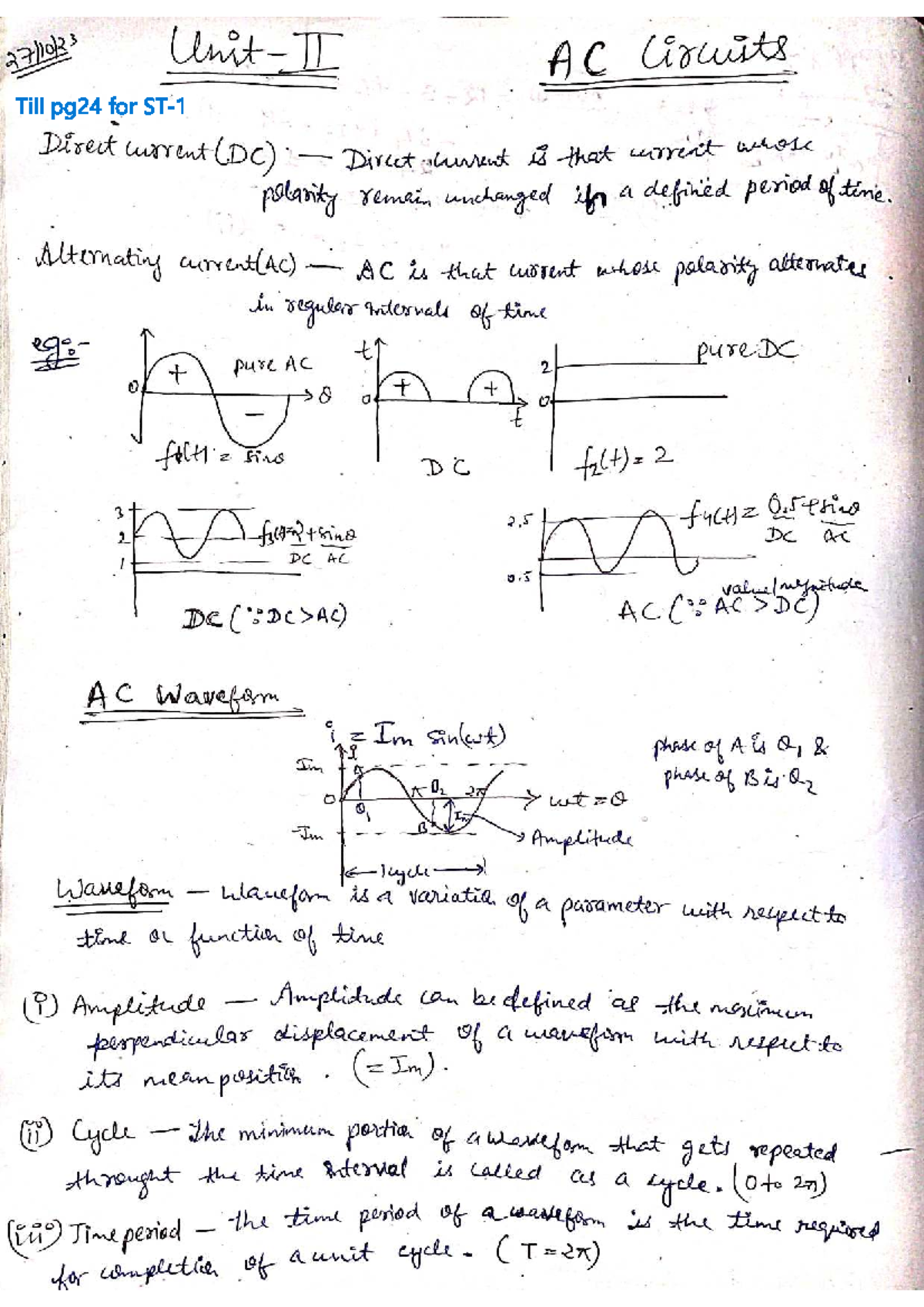 AC Circuits and Fundamentals of Electrical Engineering (Unit-2 & Unit-3 ...