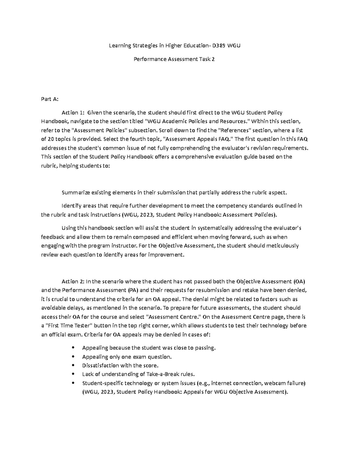 Task 2 D389: Proctored Exam Preparation and Study Strategies - Studocu