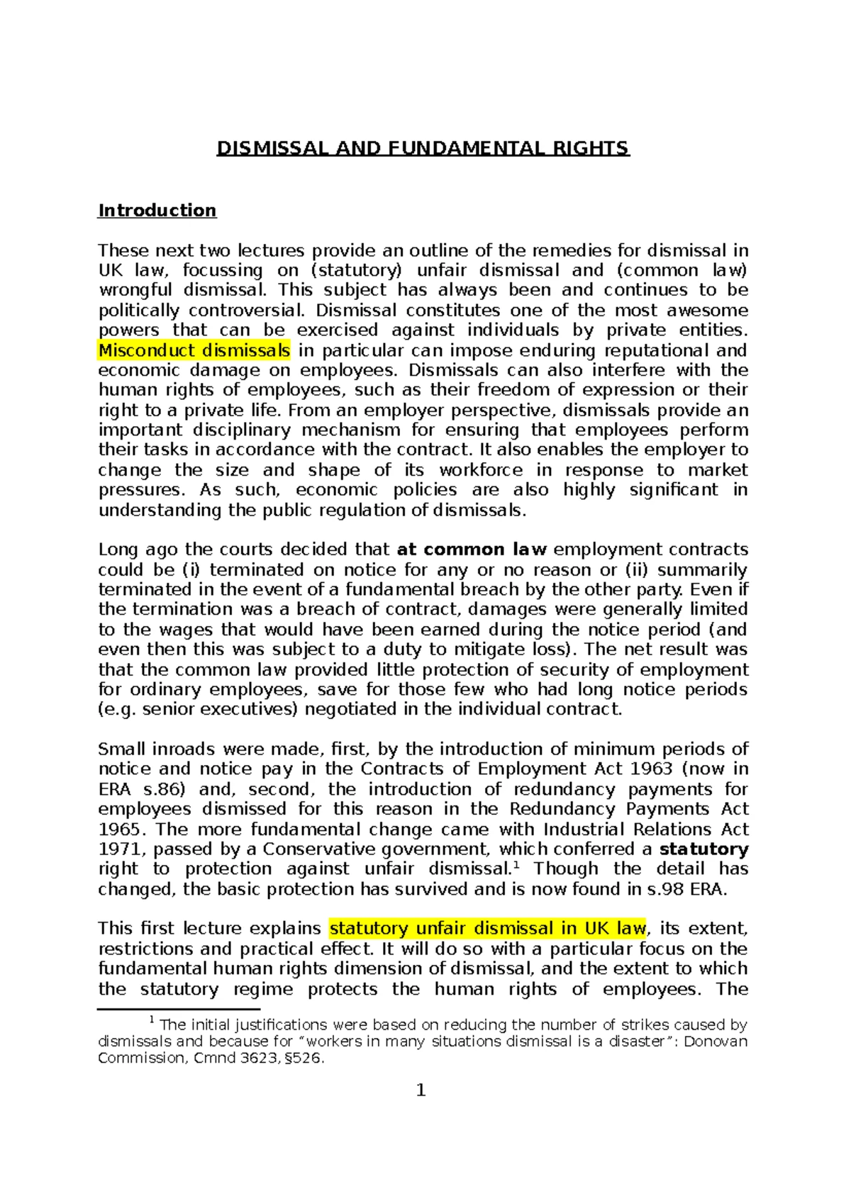 Wrongful Dismissal Laws: Key Concepts & Case Analysis (LAW 302) - Studocu