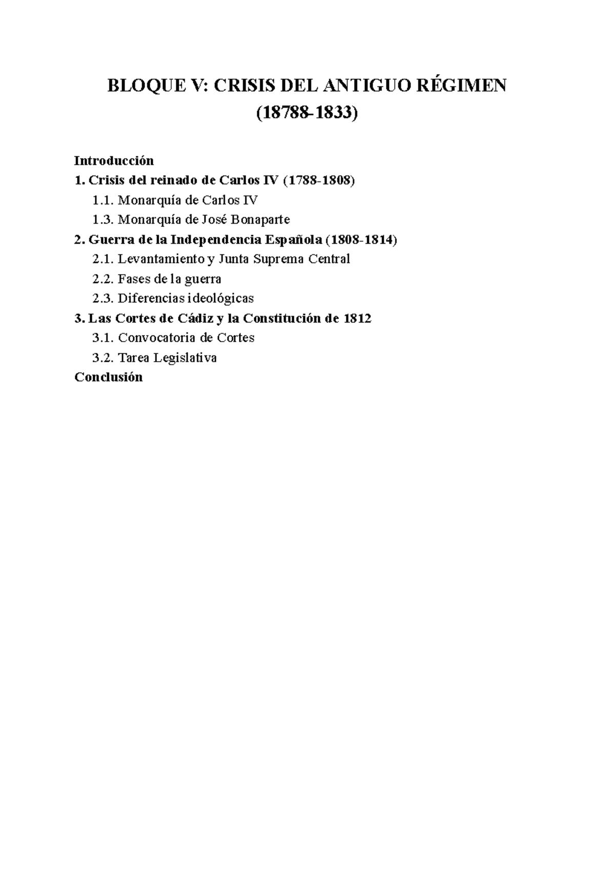Bloque V: Crisis del Antiguo Régimen (1788-1833) - Análisis y Contexto ...