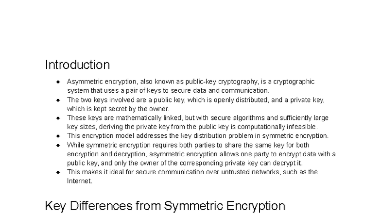 Asymmetric Encryption: Principles, Benefits & Security Challenges - Studocu