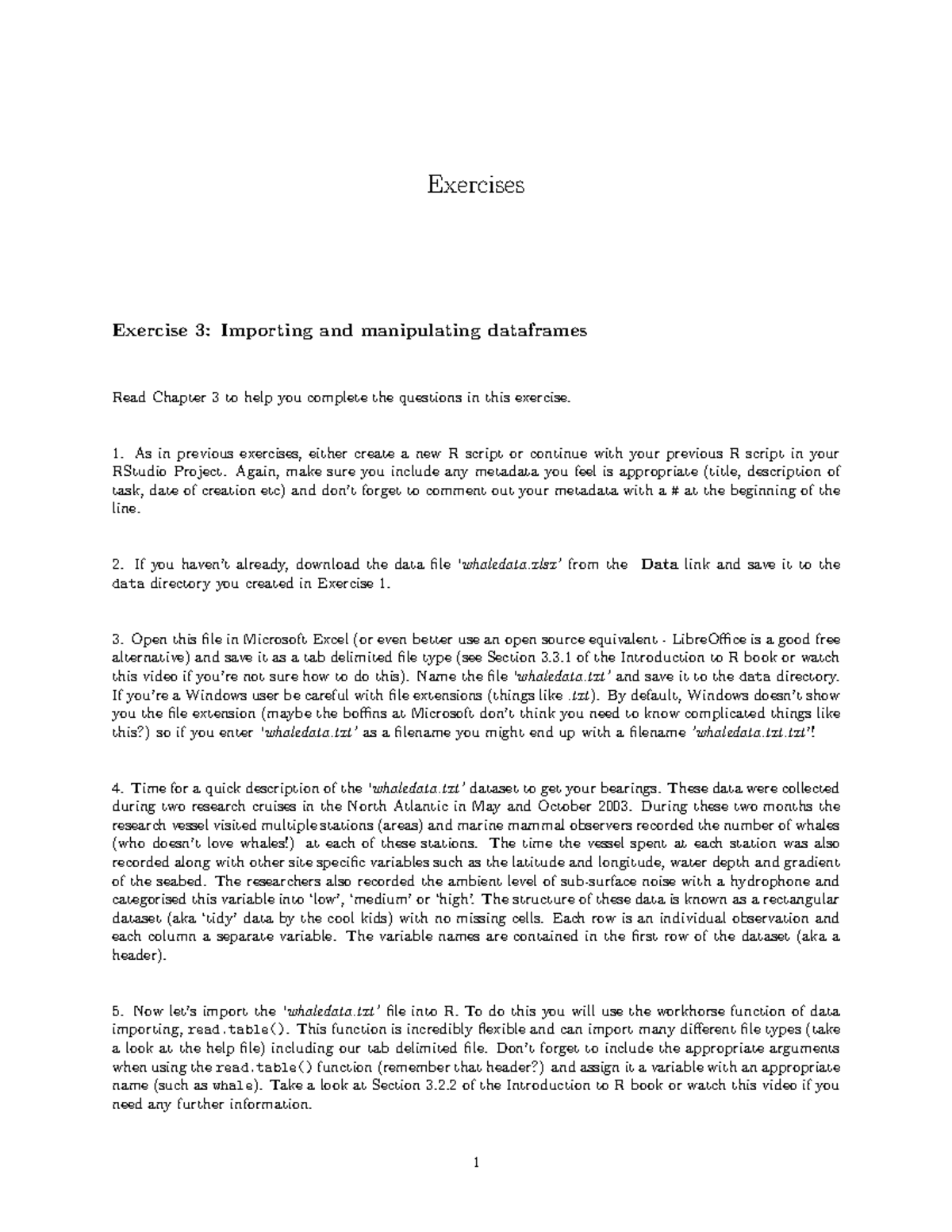 Exercise 3 - Data Import and Manipulation in R & R Studio - Studocu