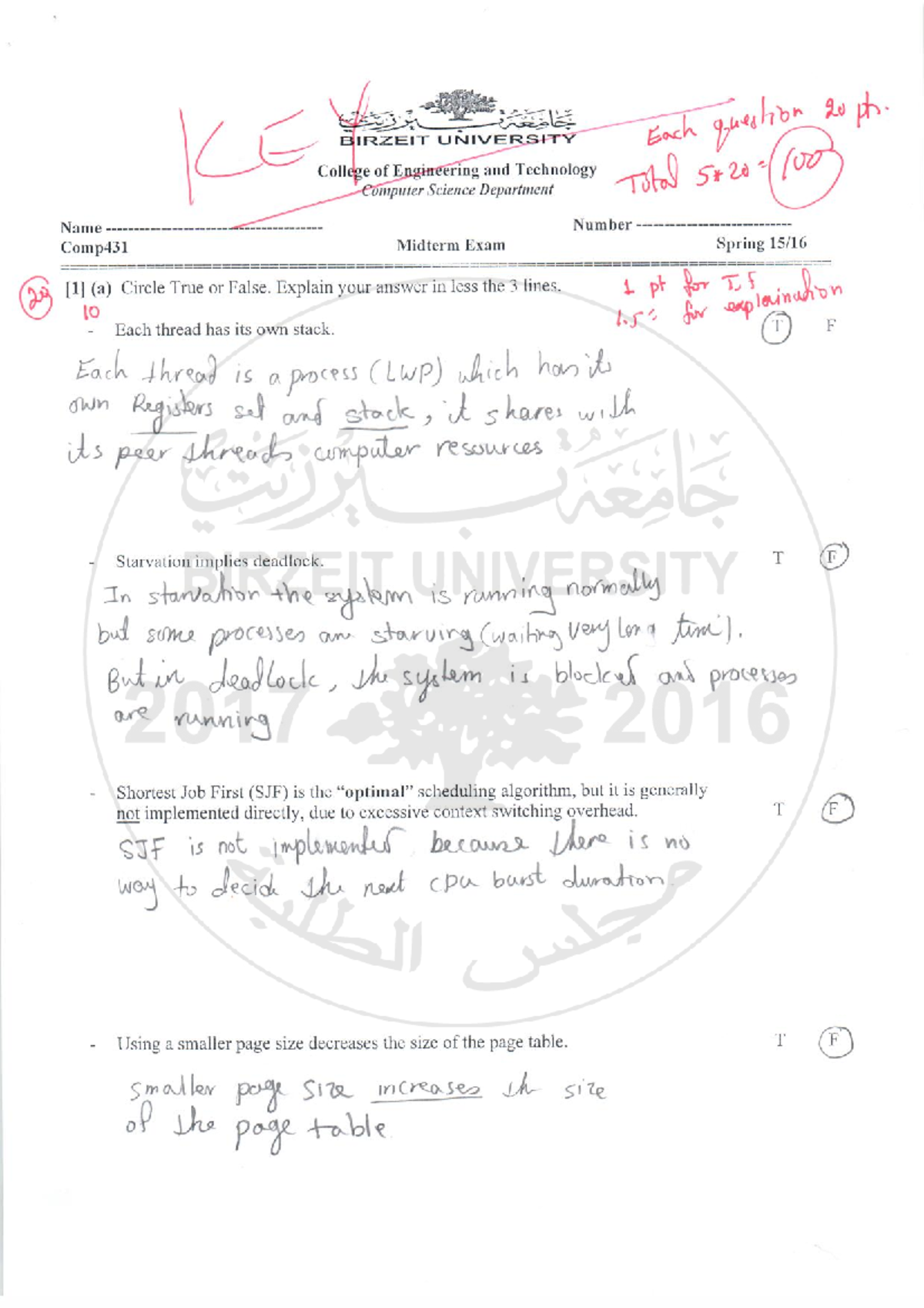 Comp431 mid - Hhĥggvgg hygv - KE. you BIRZEIT UNIVERSITY health Each ...
