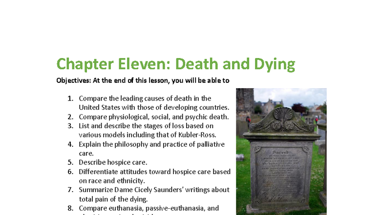Chapter 11: Death and Dying - Cultural Perspectives on Grief and Care ...