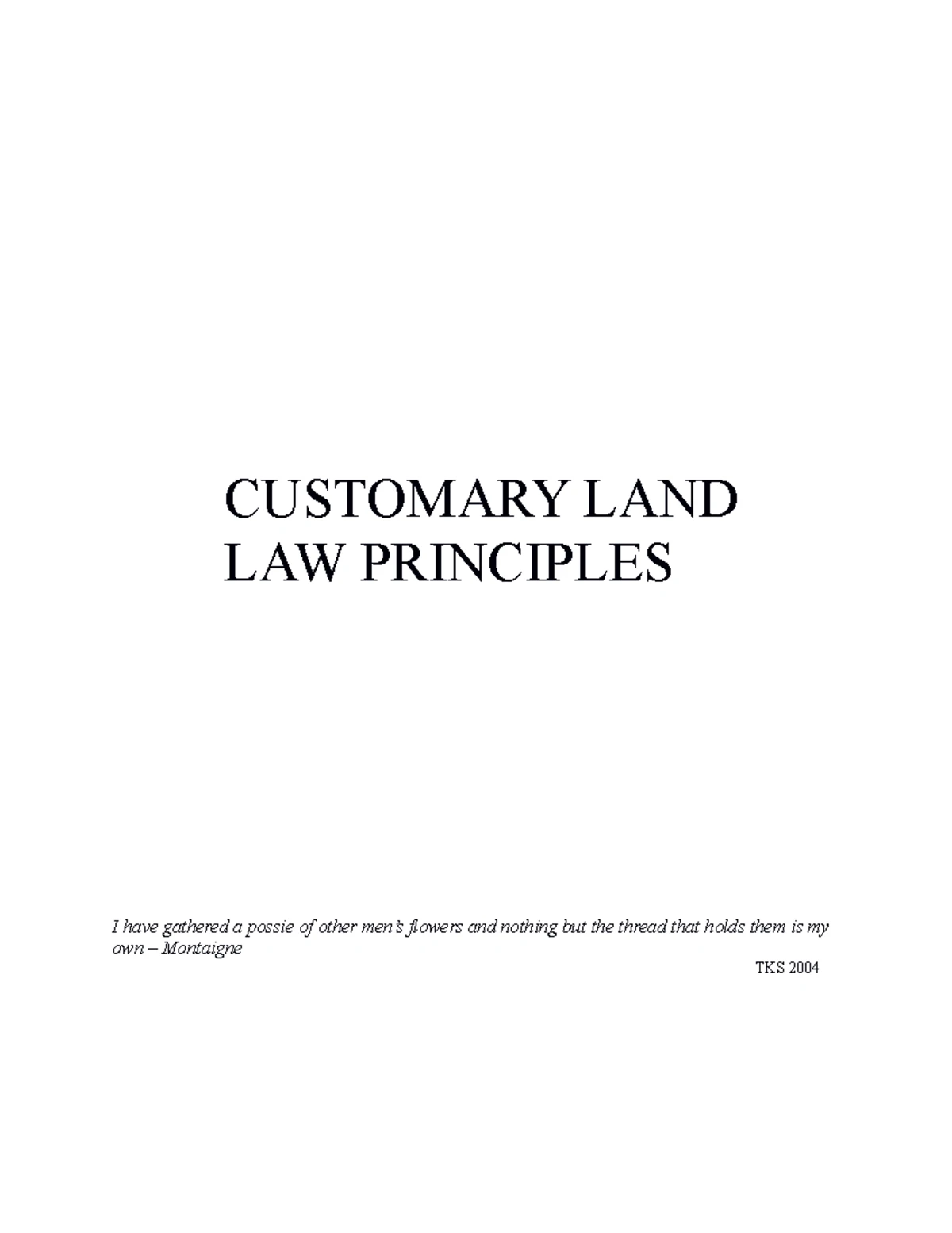 Land law - BRIEF NOTES ON LAND LAW LECTURES, CASES AND STATUTORY ...