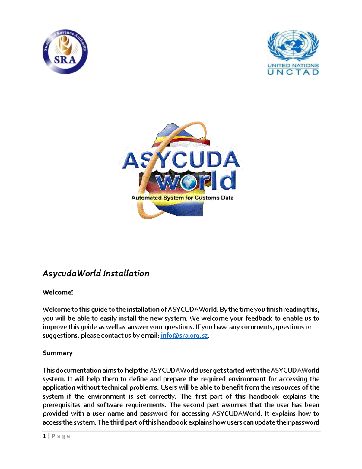 Asycuda World Installation Guide: Step-by-Step Overview for Users - Studocu