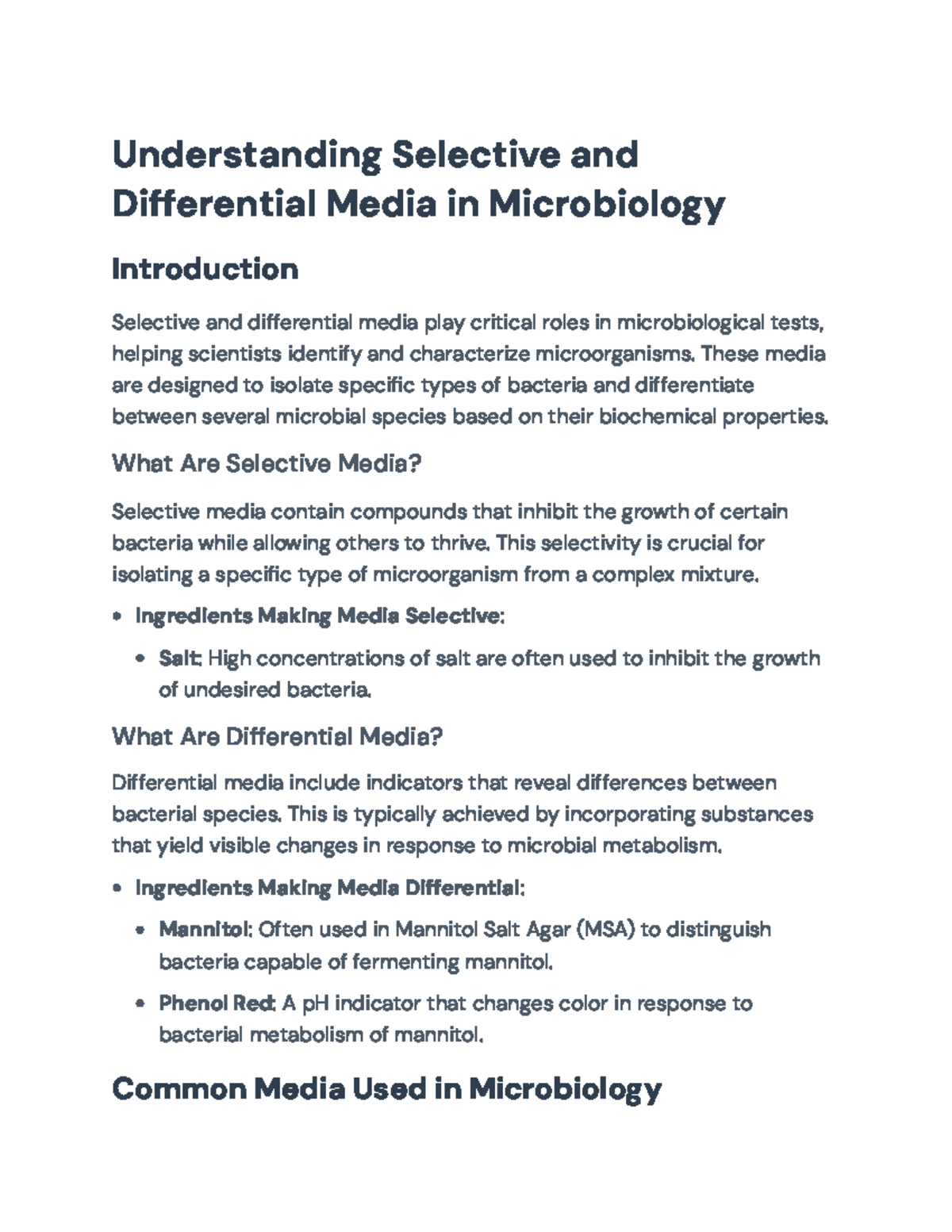 Understanding Selective and Differential Media in Microbiology (BIO101 ...