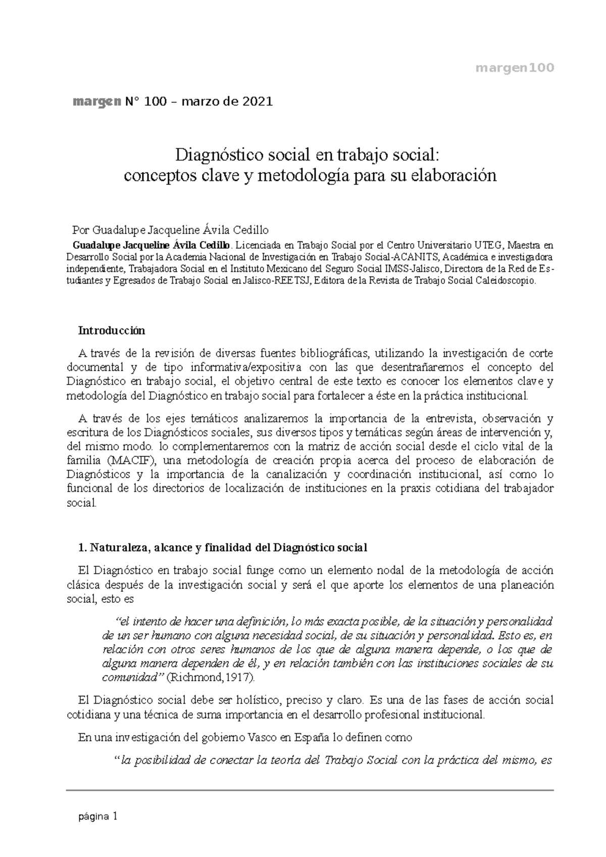 Diagnóstico social en Trabajo Social: Metodología y Tipos (TRS101 ...