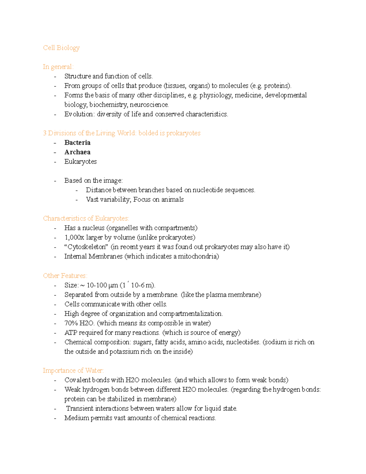 Cell Biology - Google Docs - Cell Biology In general: - Structure and ...
