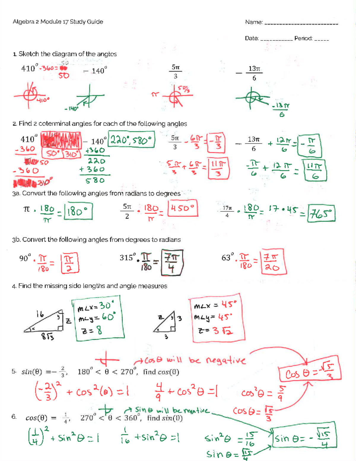 Algebra 2 Module 17 Study Guide - Answer Key - Studocu