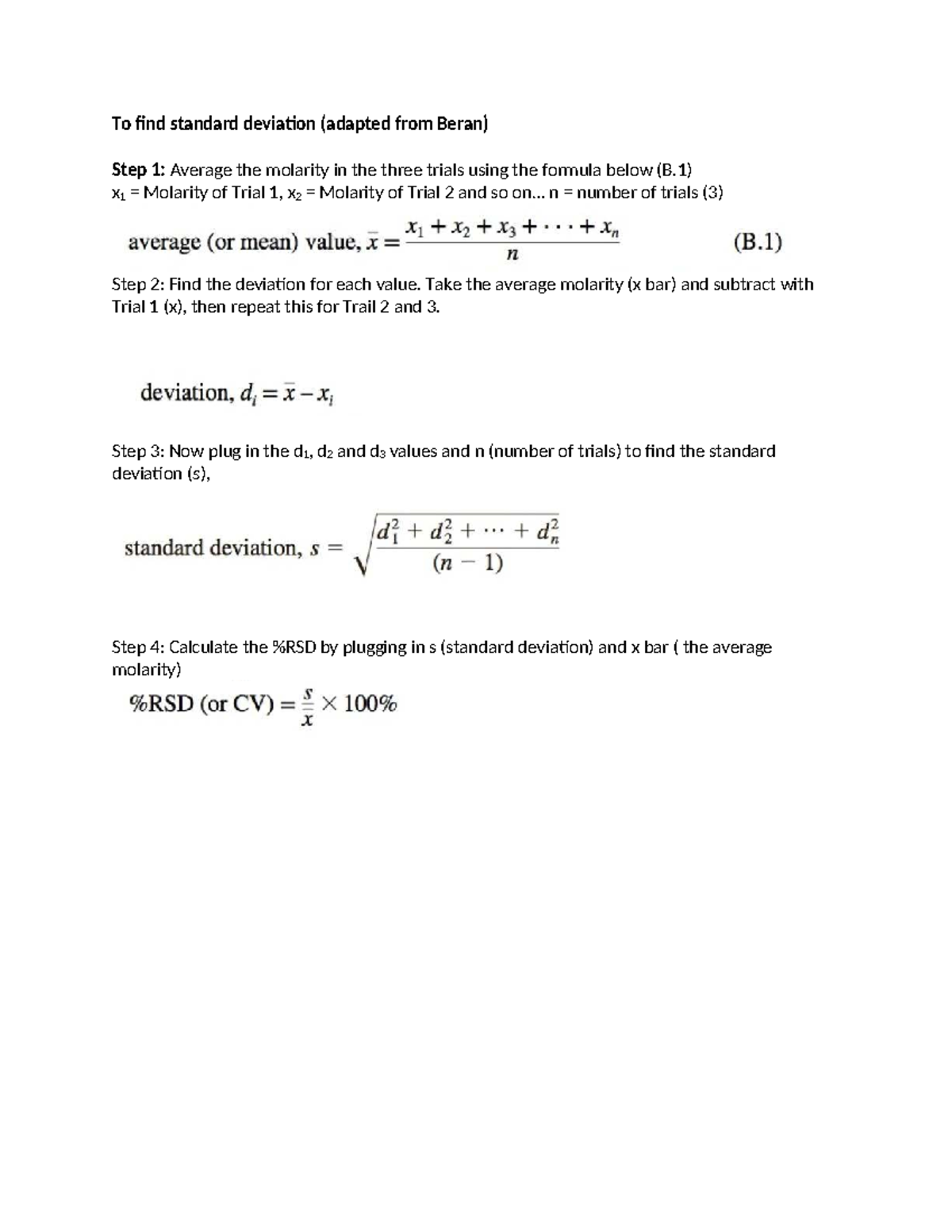 Standard Deviation Calculation Guide (Adapted from Beran) - Studocu