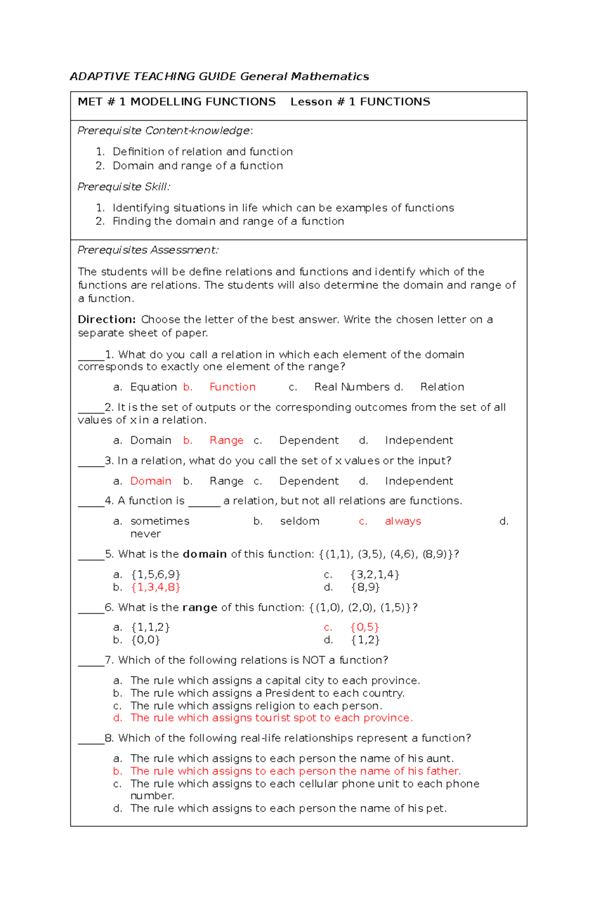 Lesson 1: Understanding Functions and Their Applications (ATG Gen Math) - Studocu