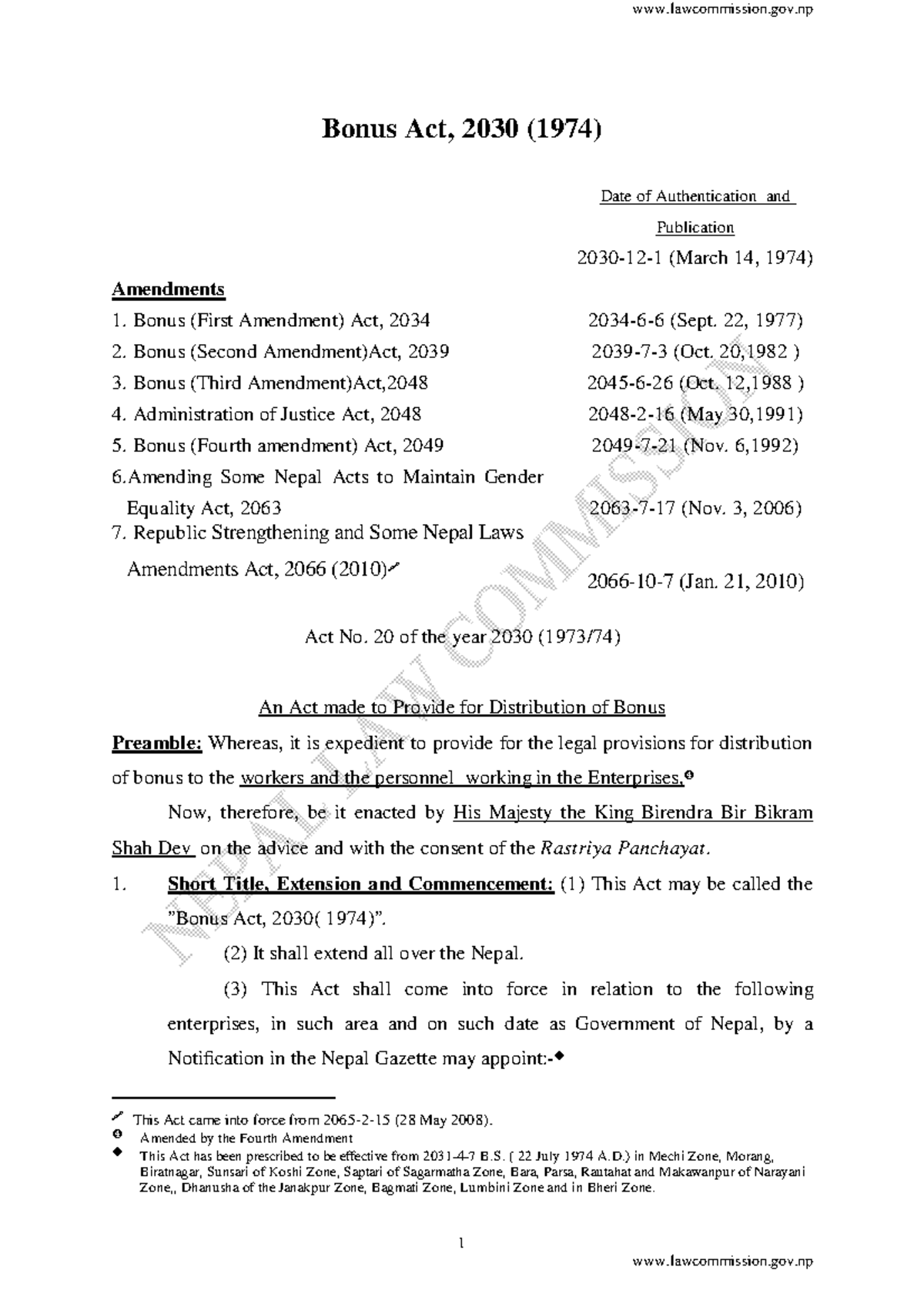 Bonus Act, 2030: Key Provisions and Amendments Overview - Studocu