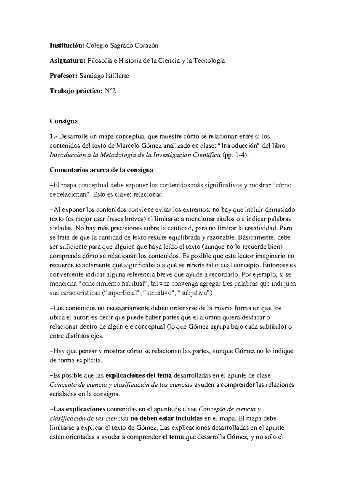FCT. Trabajo Práctico N°2: Mapa Conceptual sobre Gómez - Studocu