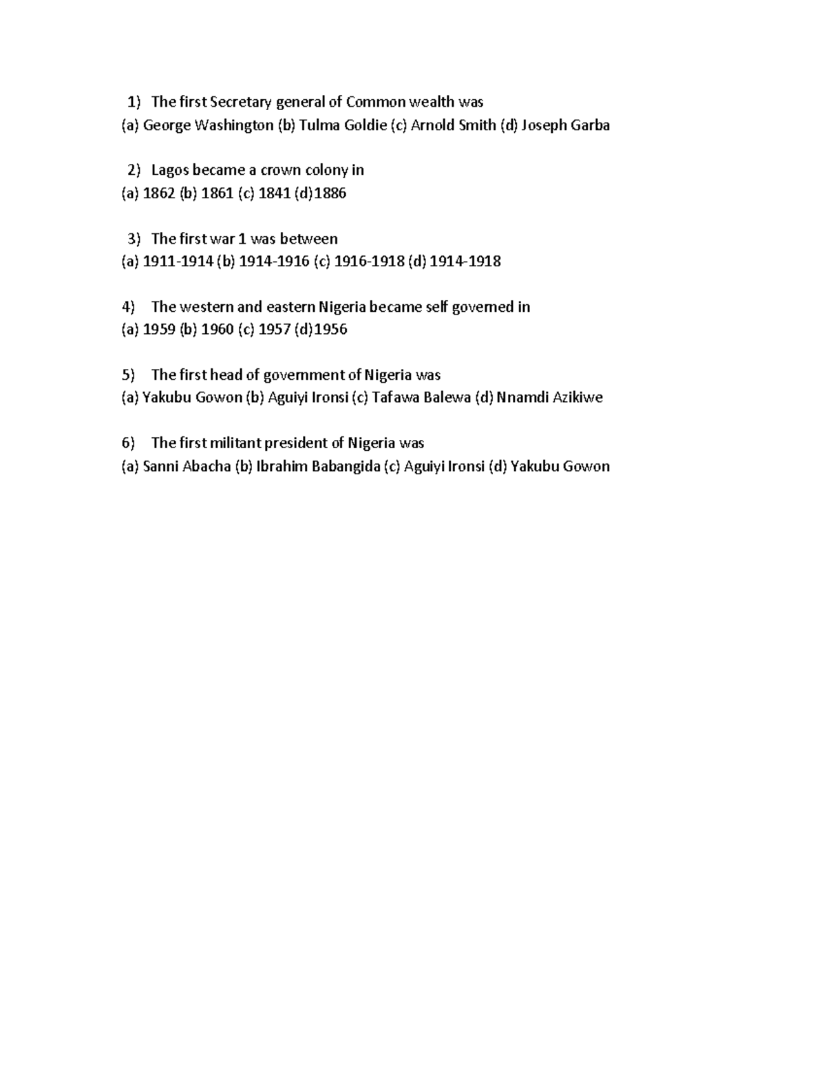 Customs PQ & A 3: Key Questions on Nigerian History - Studocu