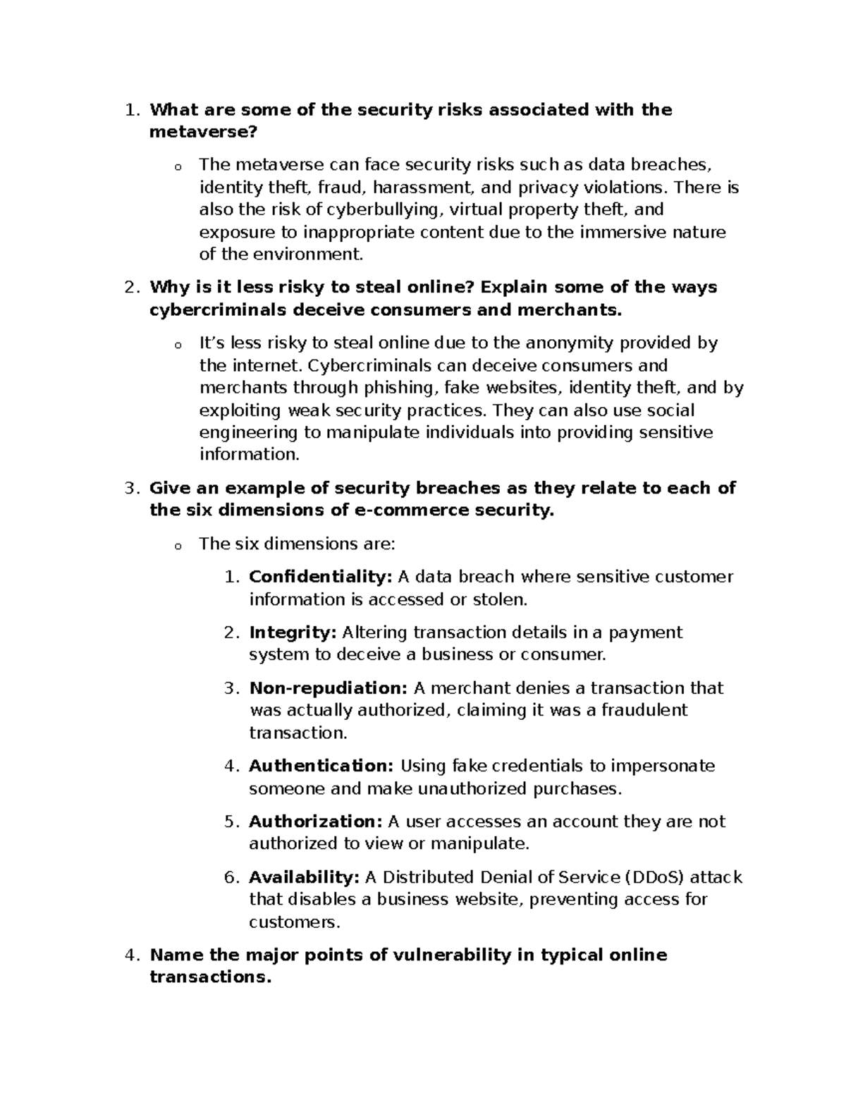 E-commerce 7-3: Security Risks and Solutions in the Metaverse - Studocu