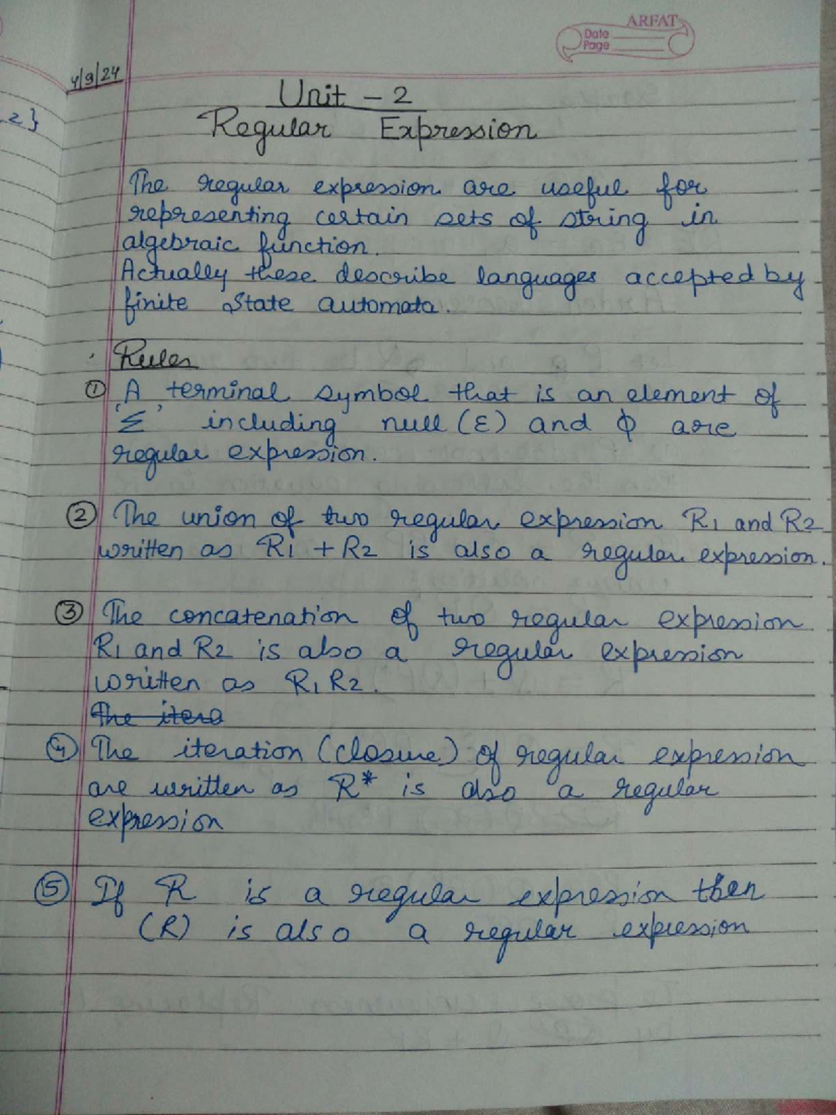 Automata Theory: Regular Expressions and Finite Automata (Course Code: ARFAT) - Studocu