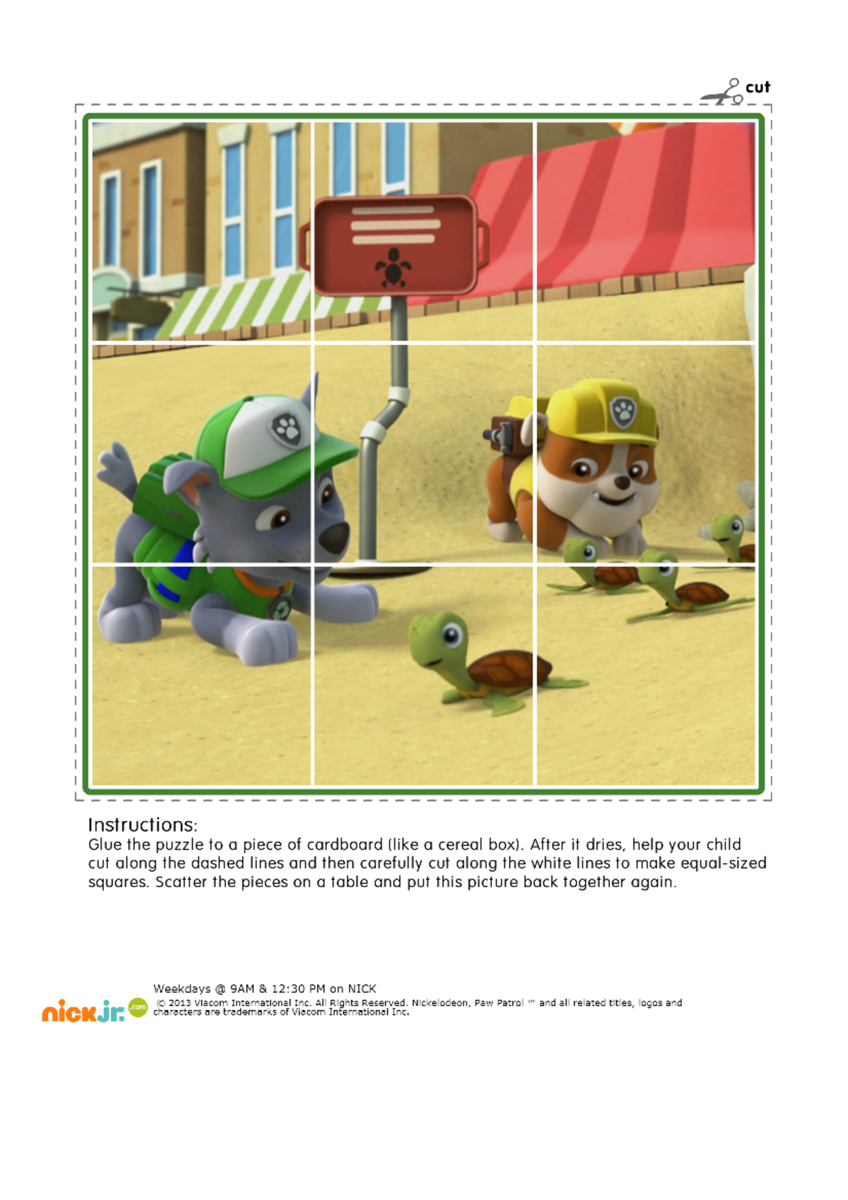 Animals of PAW Patrol Puzzle Pack Nick Jr - O cut P Instructions: Glue ...