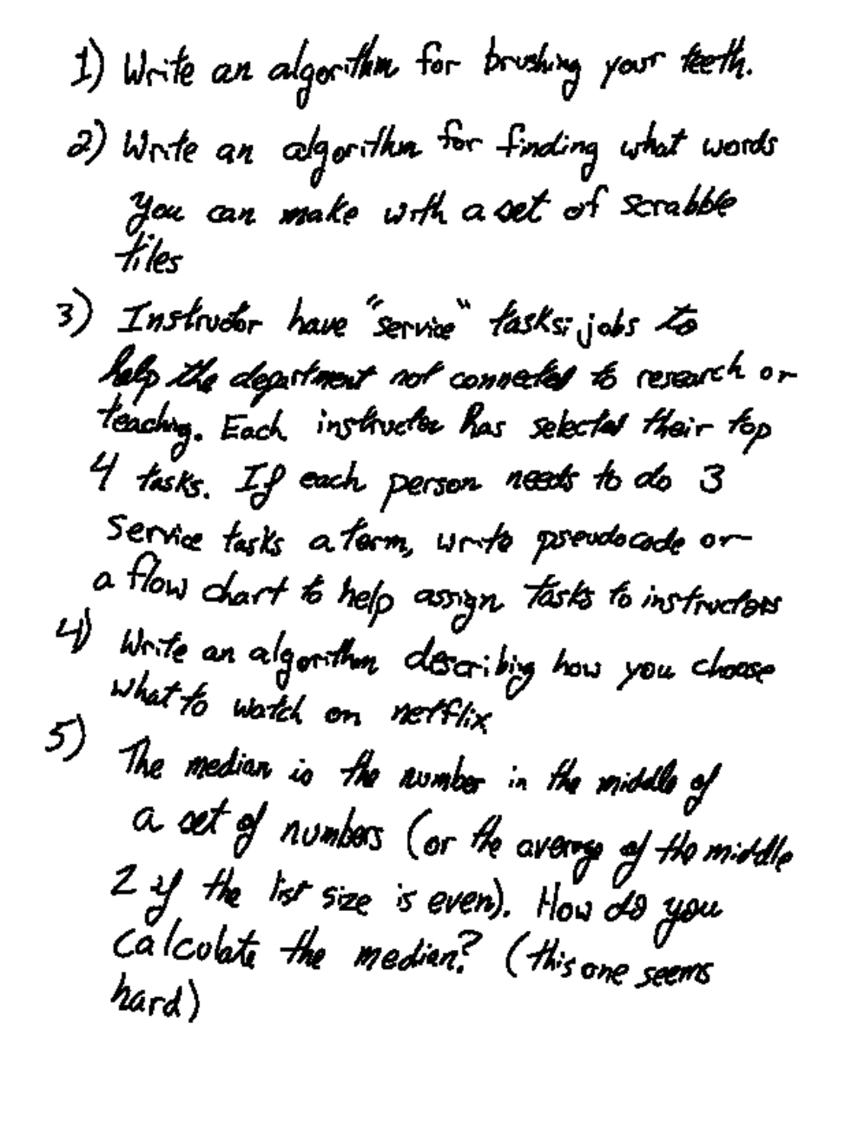 Pseudocode Task Examples for Algorithms and Median Calculation - Studocu