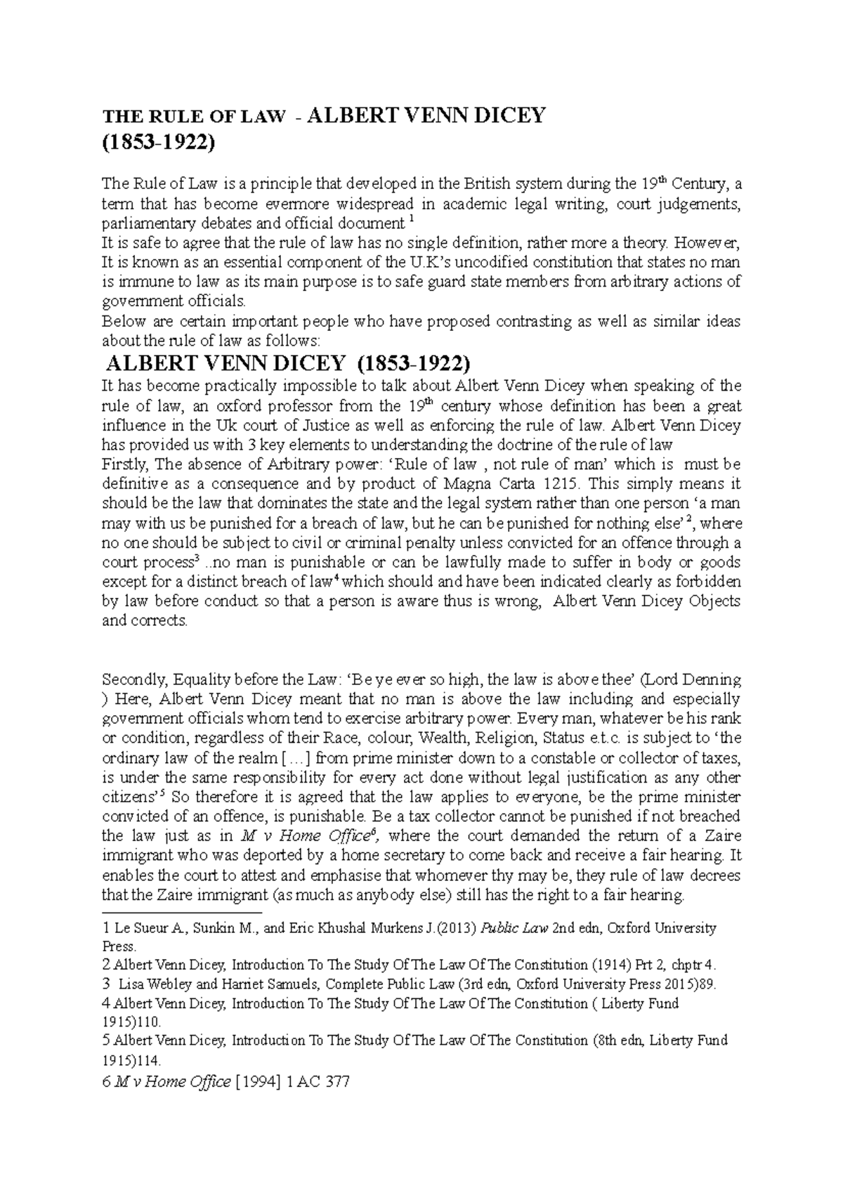 Public Law Rule of Law - THE RULE OF LAW - ALBERT VENN DICEY (1853-1922 ...