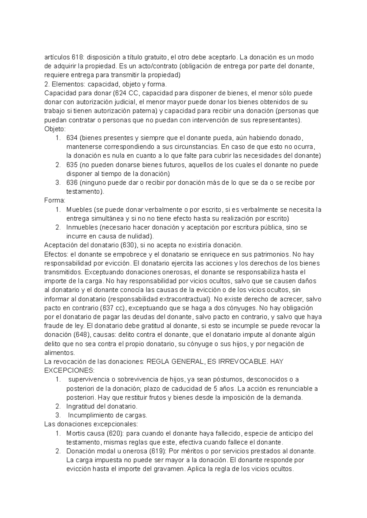 Artículos 618-648 CC: Donación y sus Efectos en Propiedad - Studocu