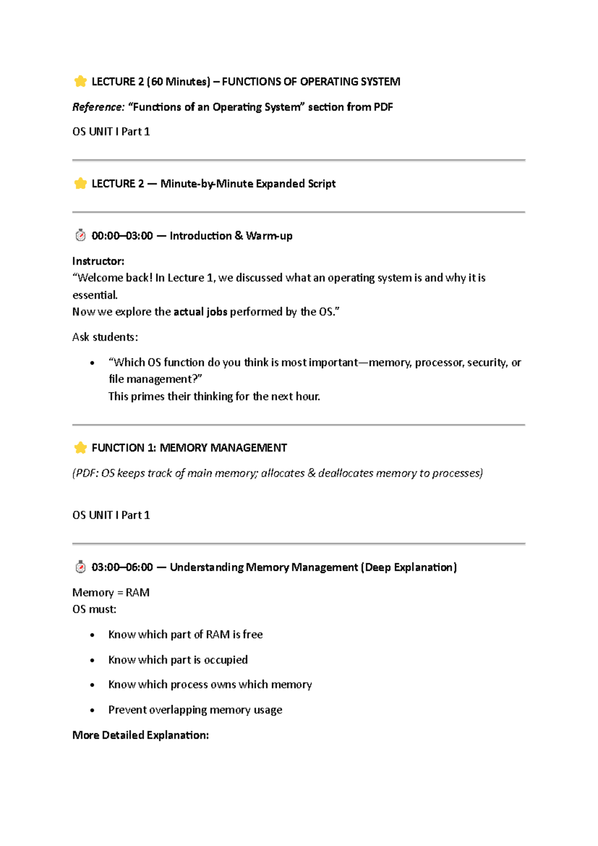 LECTURE 2: FUNCTIONS OF OPERATING SYSTEM (OS UNIT I Part 1) - Studocu