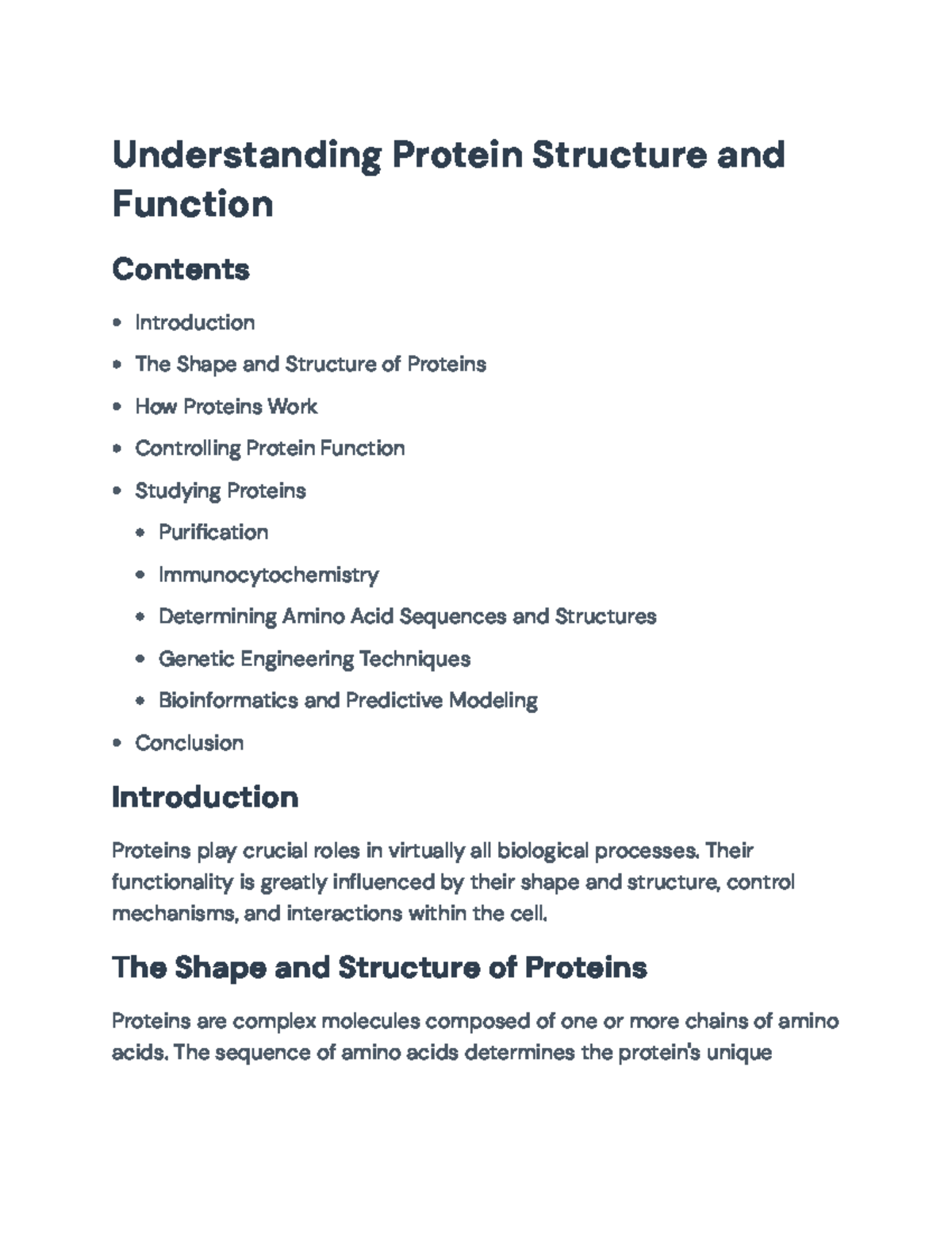 Understanding Protein Structure and Function: A Detailed Overview ...