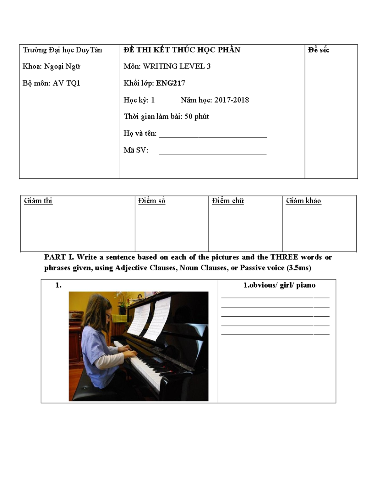 Final Exam WR- L3-1718: Writing Level 3 Assessment & Answers - Studocu